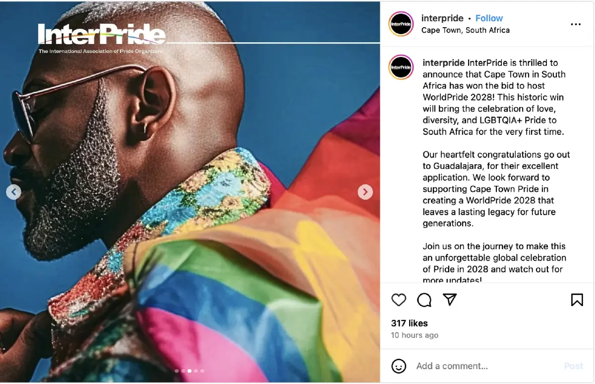 'เคปทาวน์' คว้าสิทธิเจ้าภาพจัด WorldPride ในปี 2028