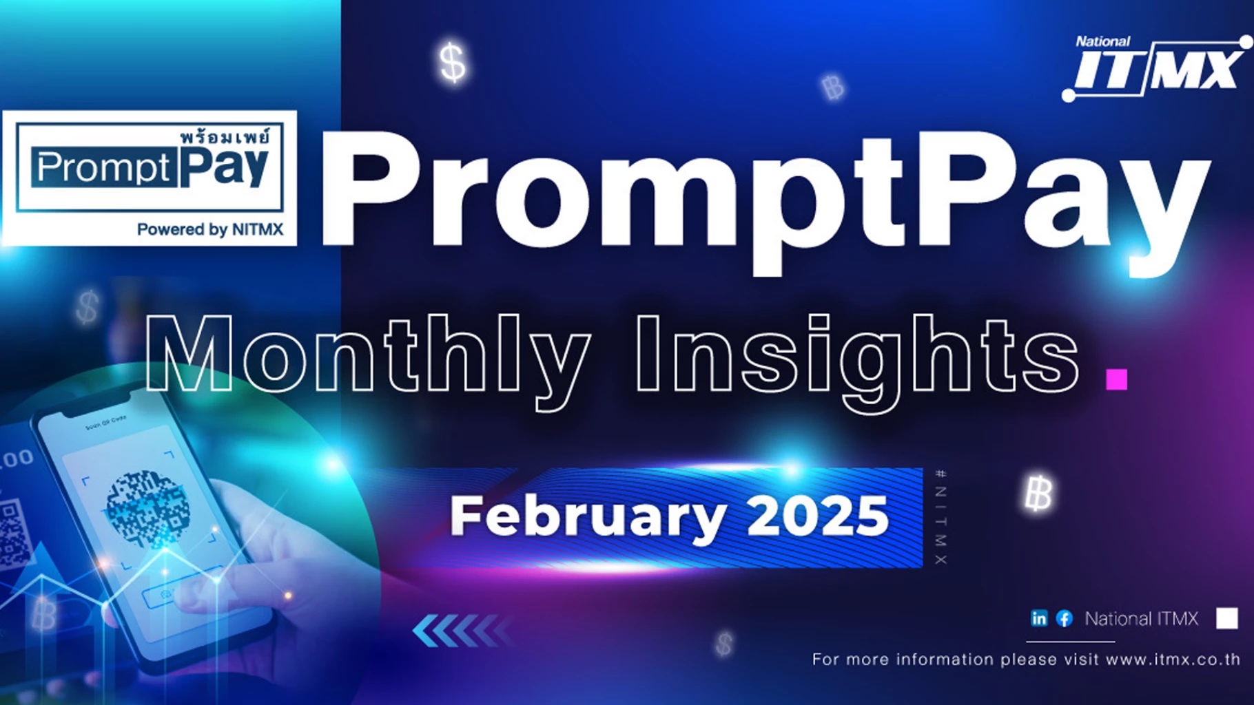 NITMX เผยสถิติ PromptPay ก.พ. 68 ธุรกรรมโตต่อเนื่อง สะท้อนความเชื่อมั่นในระบบชำระเงินดิจิทัล